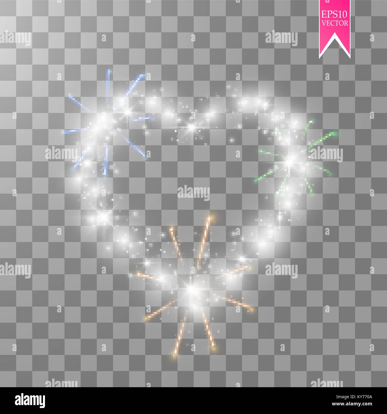 Heart of the lamps ith luminous fireworks on a transparent background ...