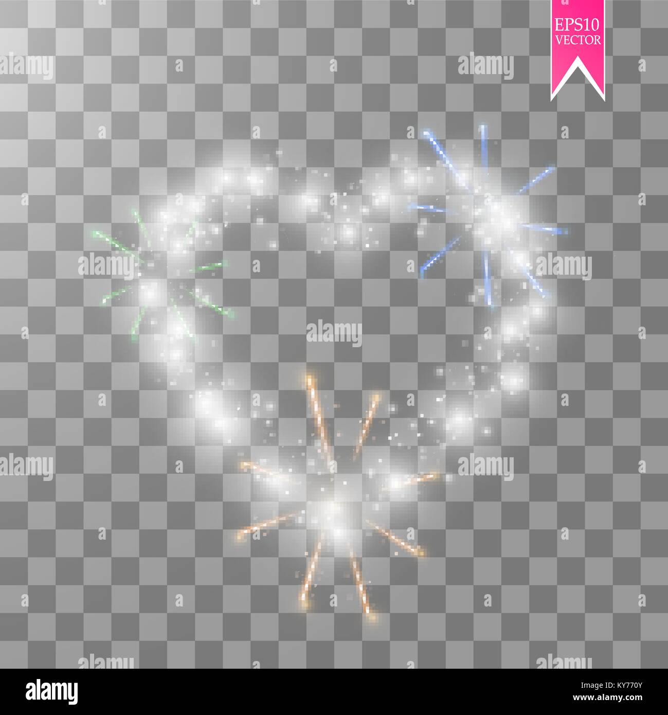 Heart of the lamps ith luminous fireworks on a transparent background ...
