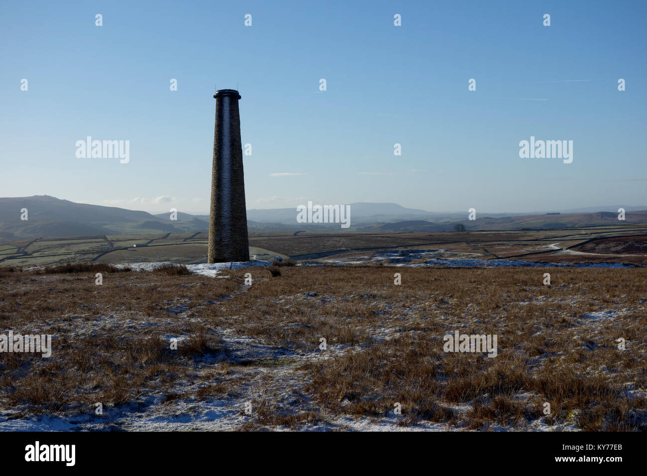 The Smelt Mill Chimney, Cracoe Fell & Pendle Hill from Grassington ...