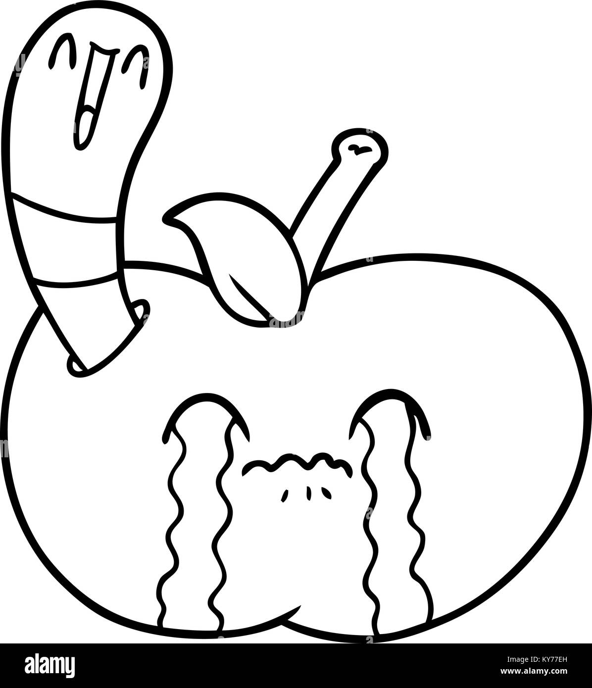 cartoon worm eating an apple Stock Vector Image & Art - Alamy