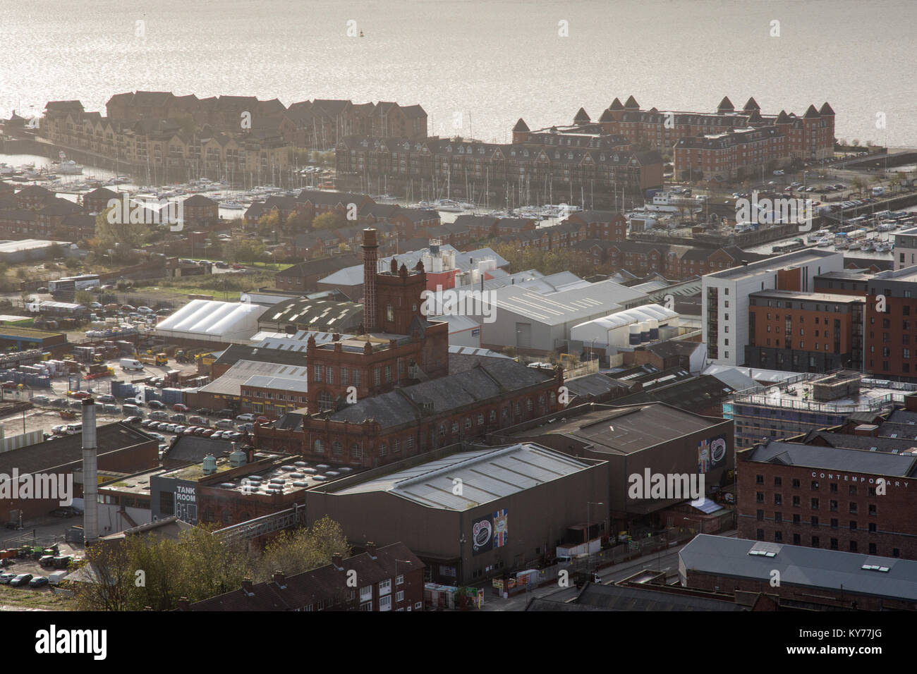 Liverpool, England, UK - November 9, 2017: The tower and chimneys of ...