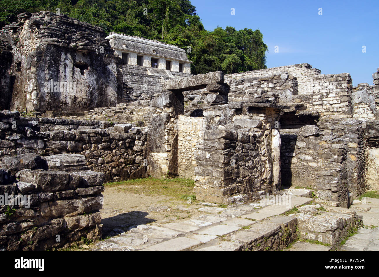 Inner yard of Temple of the Count in Palenque, Mexico Stock Photo - Alamy