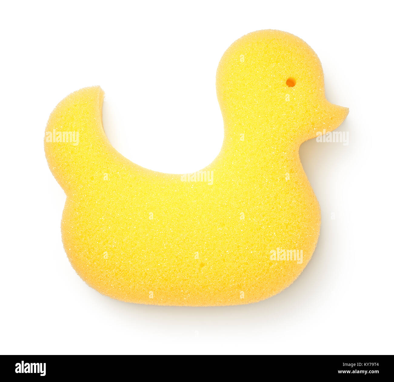 Yellow duck sponge isolated on white background. Top view Stock Photo ...