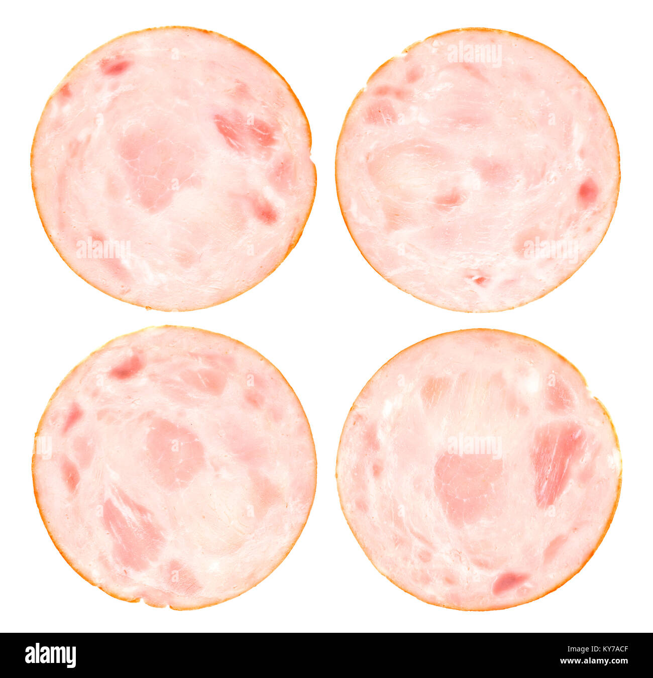 Ham slice isolated on white background, top view Stock Photo - Alamy