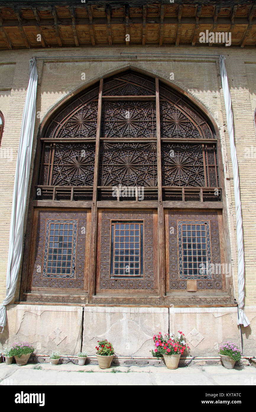 Wooden window of palace in fortress Arg-e Karim Khan in Shiraz, Iran ...