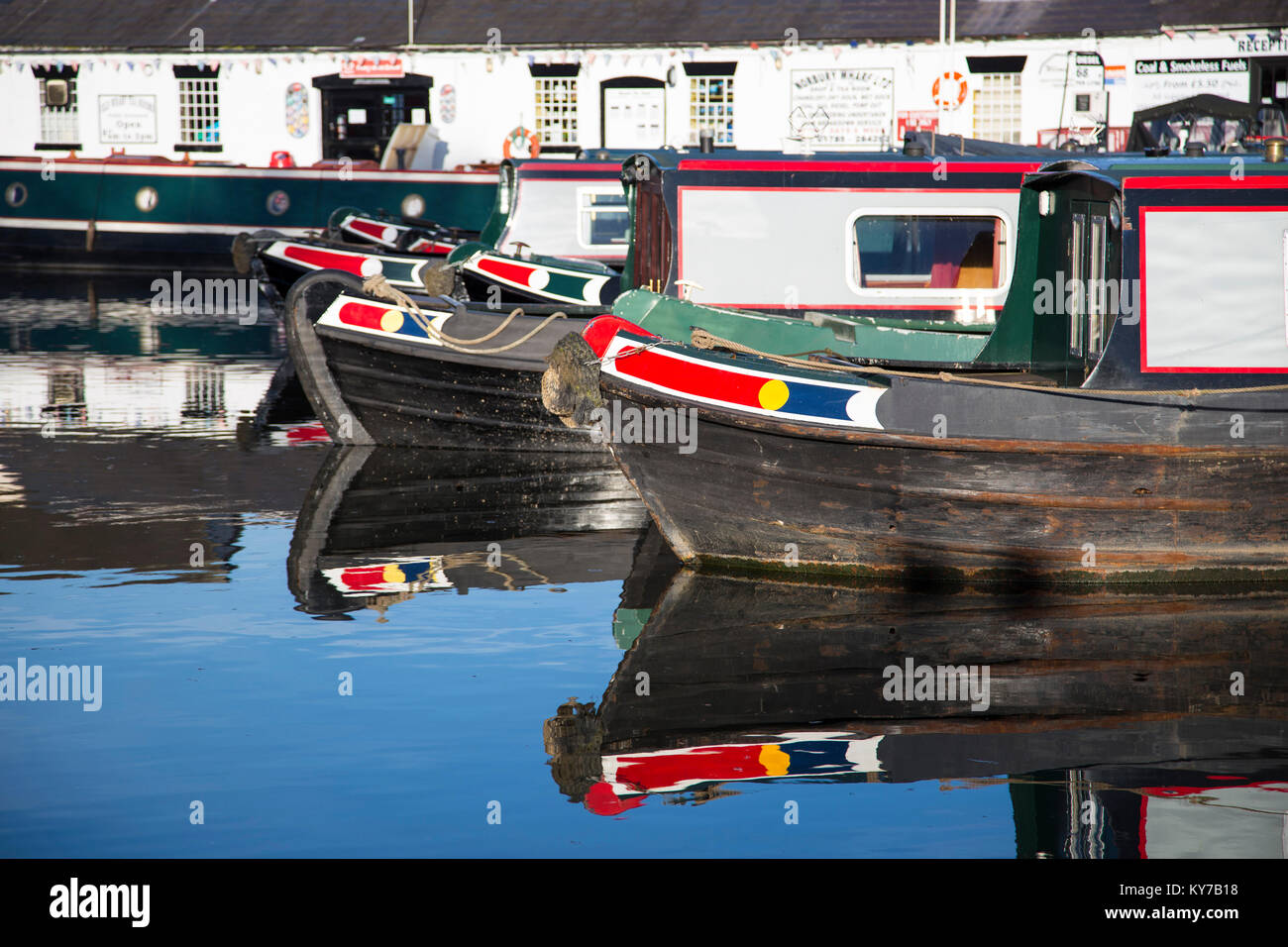 Norbury Junction, Shropshire. United Kingdom. 10th January 2018. Barges ...