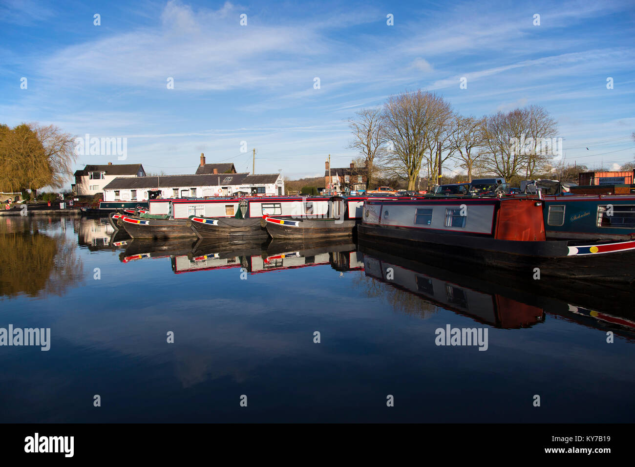 Norbury Junction, Shropshire. United Kingdom. 10th January 2018. Barges ...