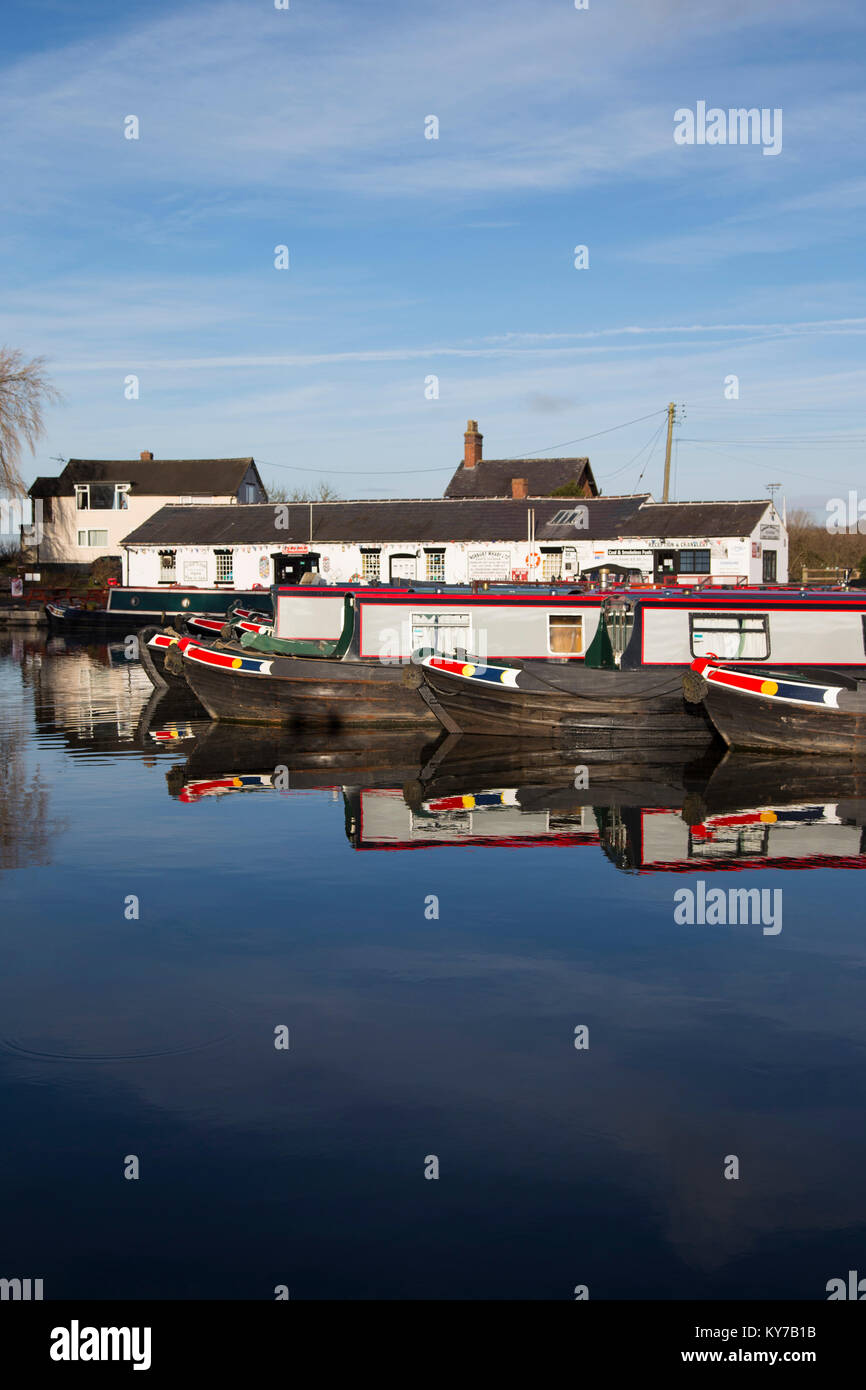 Norbury Junction, Shropshire. United Kingdom. 10th January 2018. Barges ...