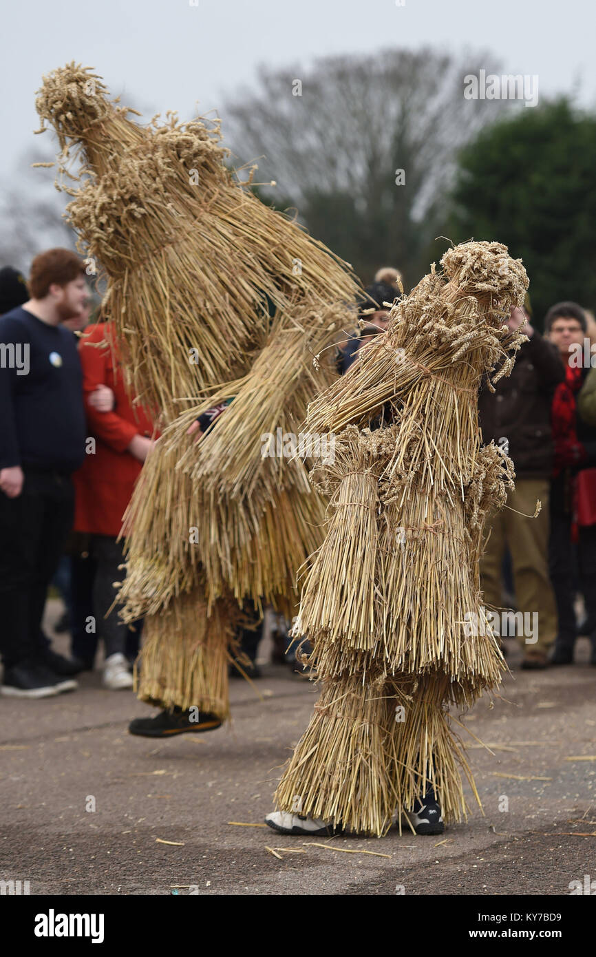 People in Straw Bear costumes dance through Whittlesey in ...