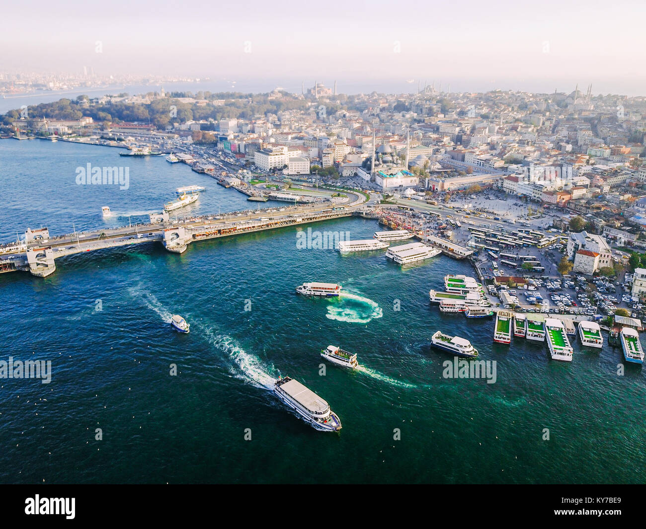 Galata Bridge aerial photography Stock Photo - Alamy