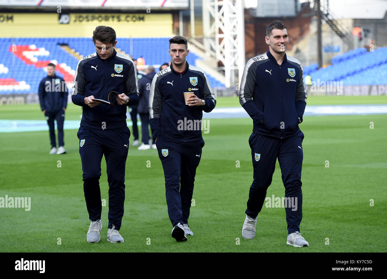 Burnley's (left-right) James Tarkowski, Matthew Lowton and Sam Vokes ...