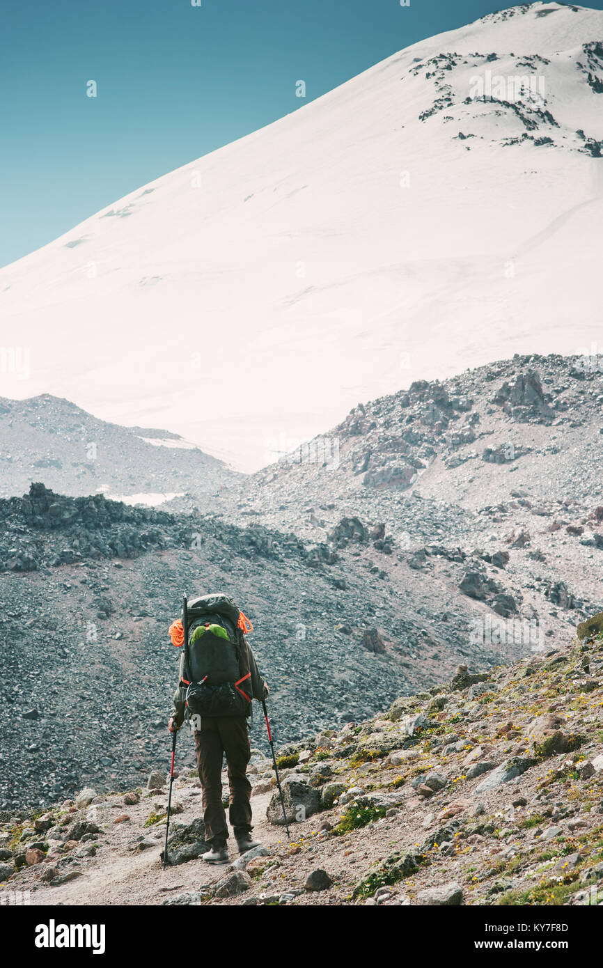 Traveler backpacker mountaineering Travel Lifestyle concept adventure ...