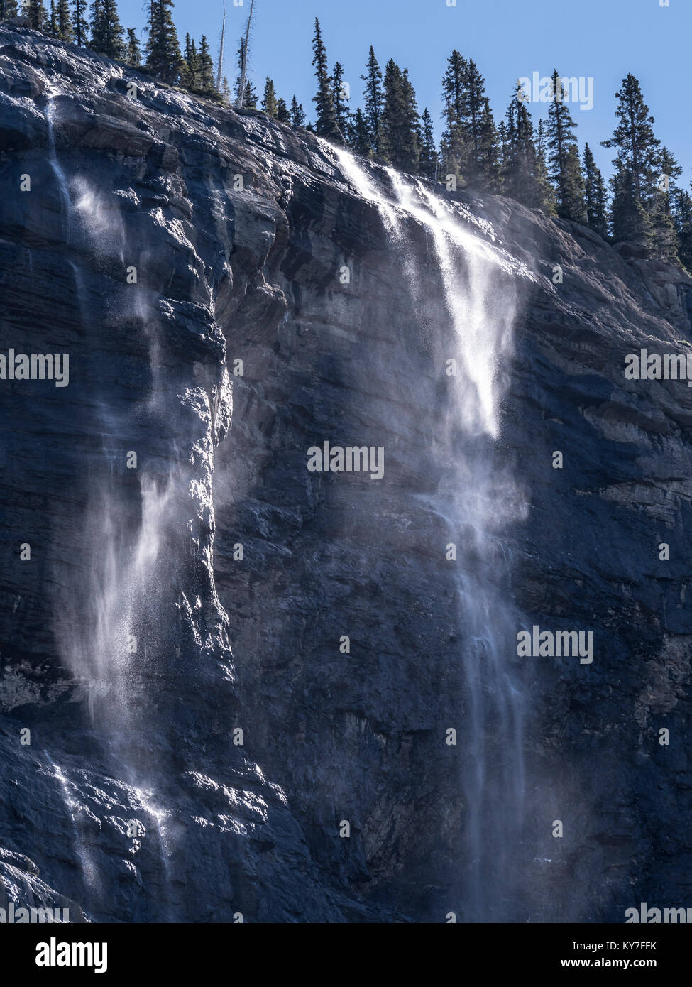 Waterfall along the Icefields Parkway, Banff National Park, Alberta ...