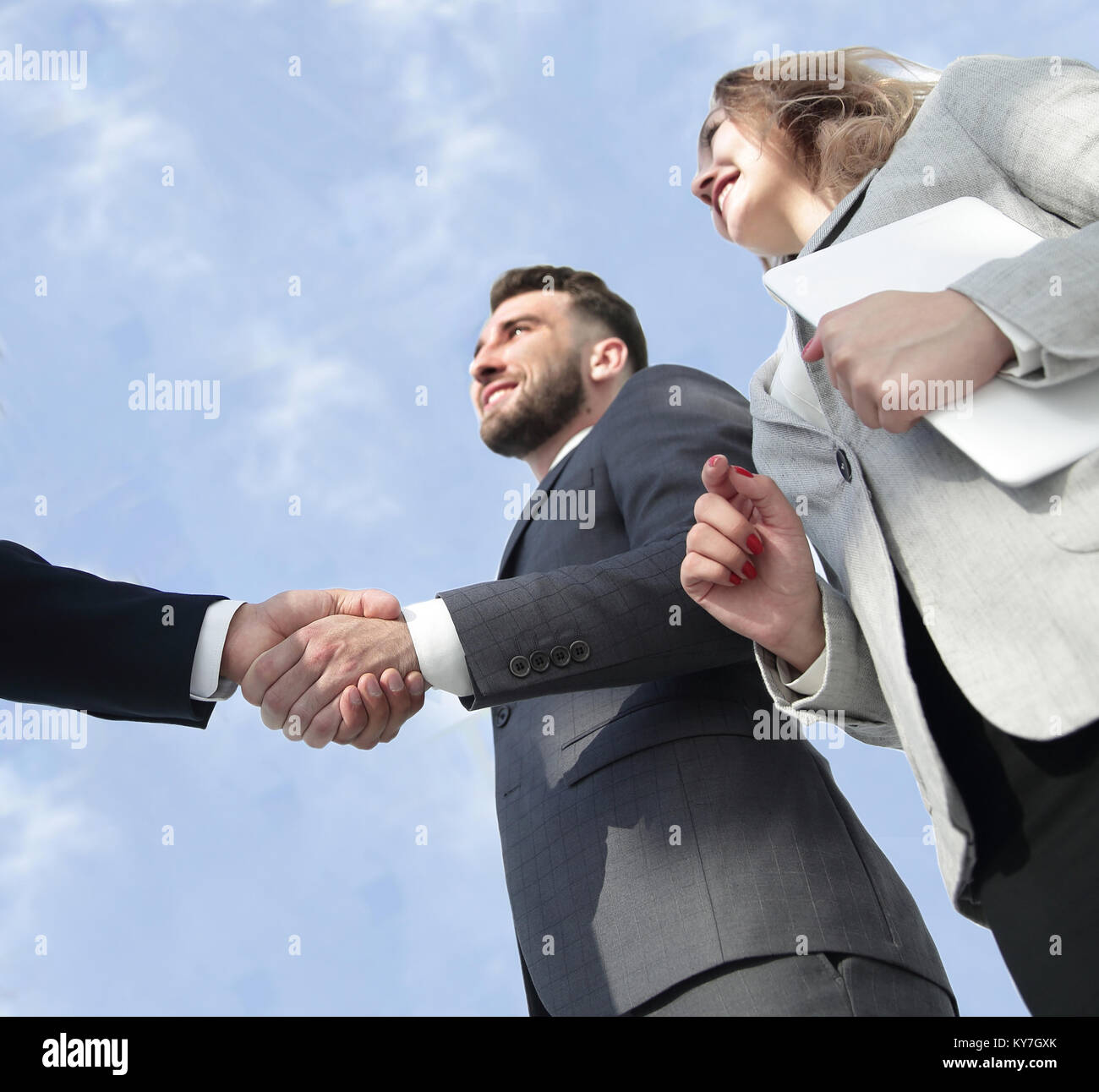 Successful business people handshake greeting deal concept Stock Photo ...