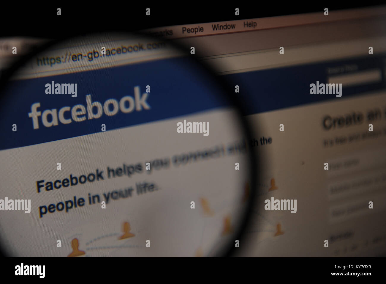 A woman looks on facebook Stock Photo - Alamy