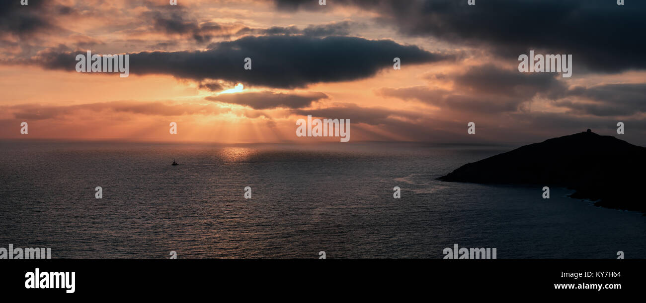 Sunset over Rame Head Peninsula, Cornwall Stock Photo - Alamy
