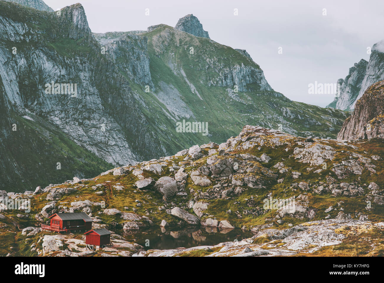 Mountains Landscape Munkebu hut in Norway scandinavian Travel hike ...