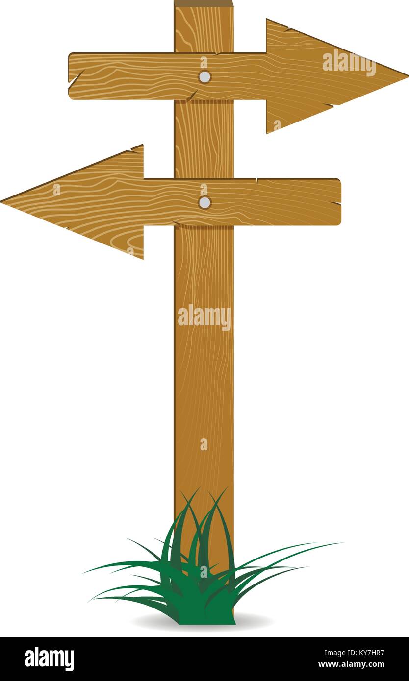 Guidepost and pointing wooden arrows index. Vector pointer roadsign ...