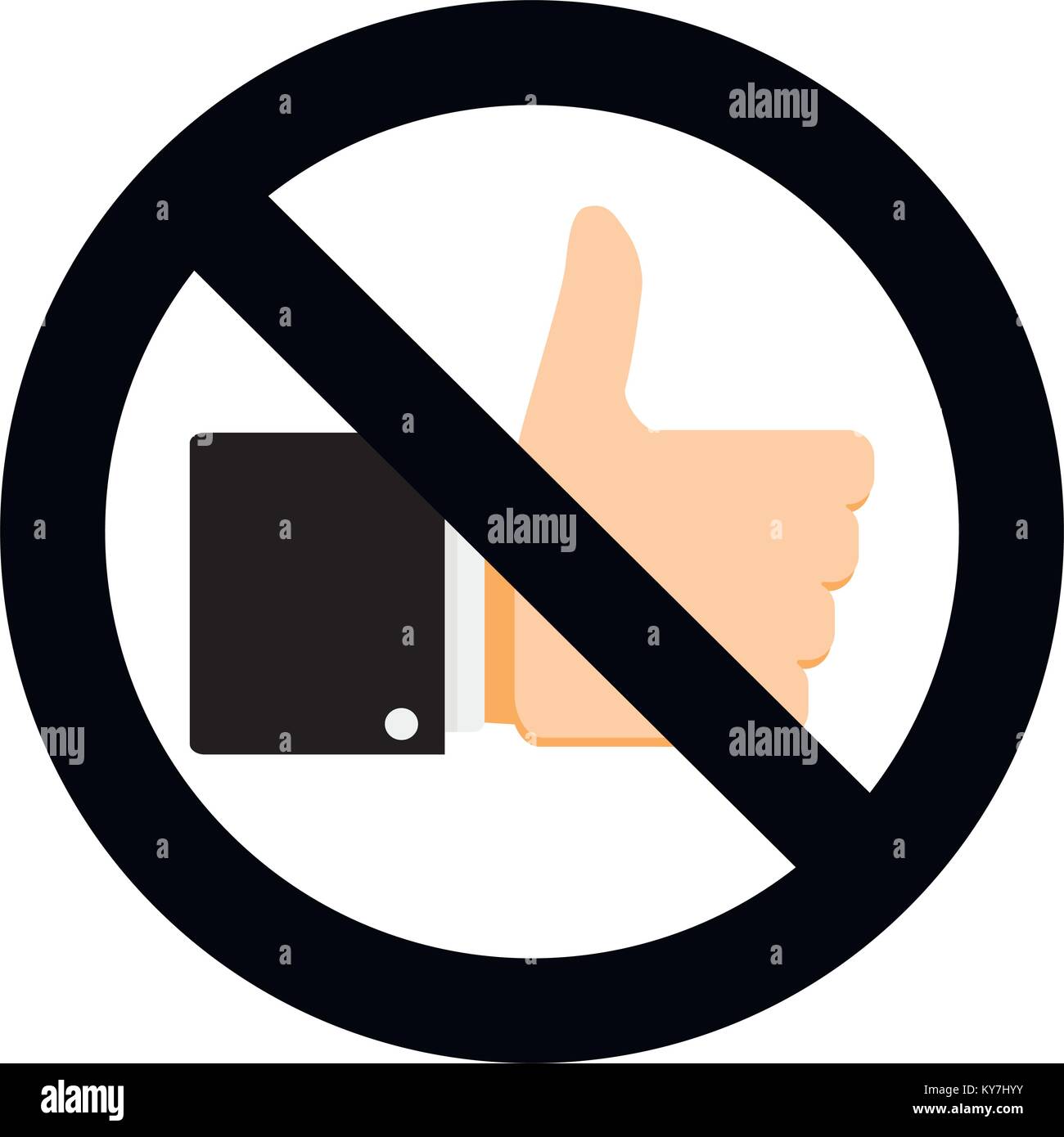 No like in social network. Stop hand thumb up finger, no success ...