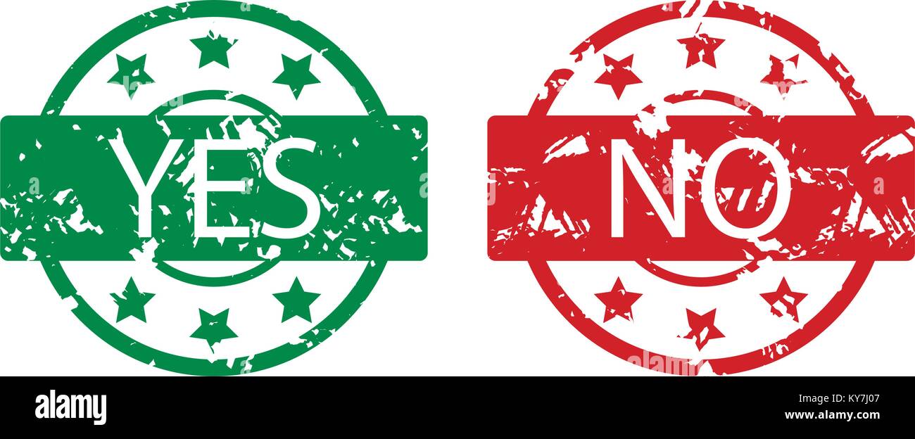 Yes and no stamp colored. Vector label choice symbol ruvver seal ...