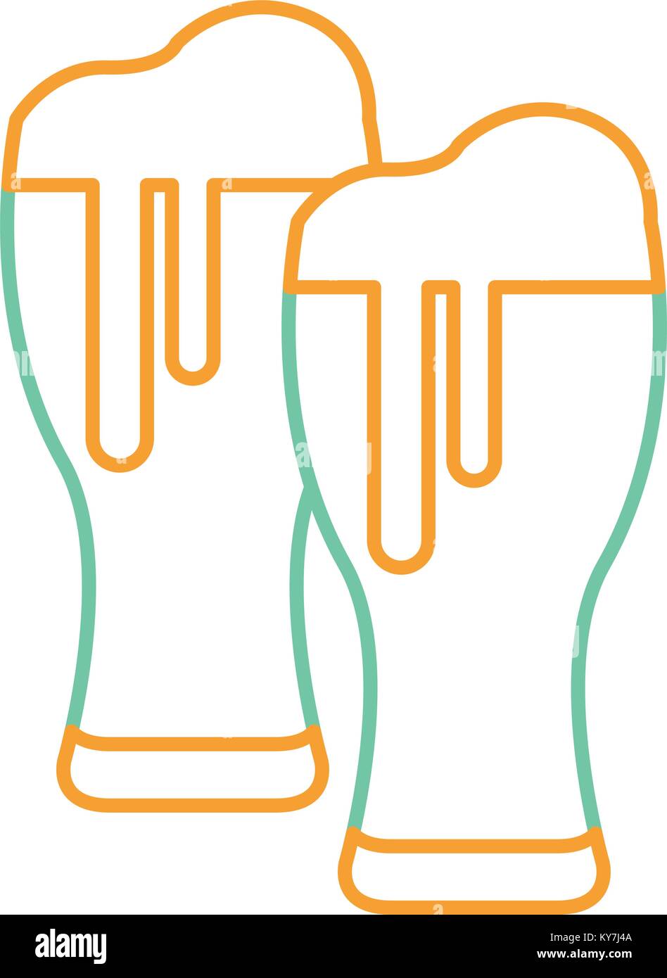 Beer Glasses Foam Cold Drink Vector Illustration Stock Vector Image And Art Alamy