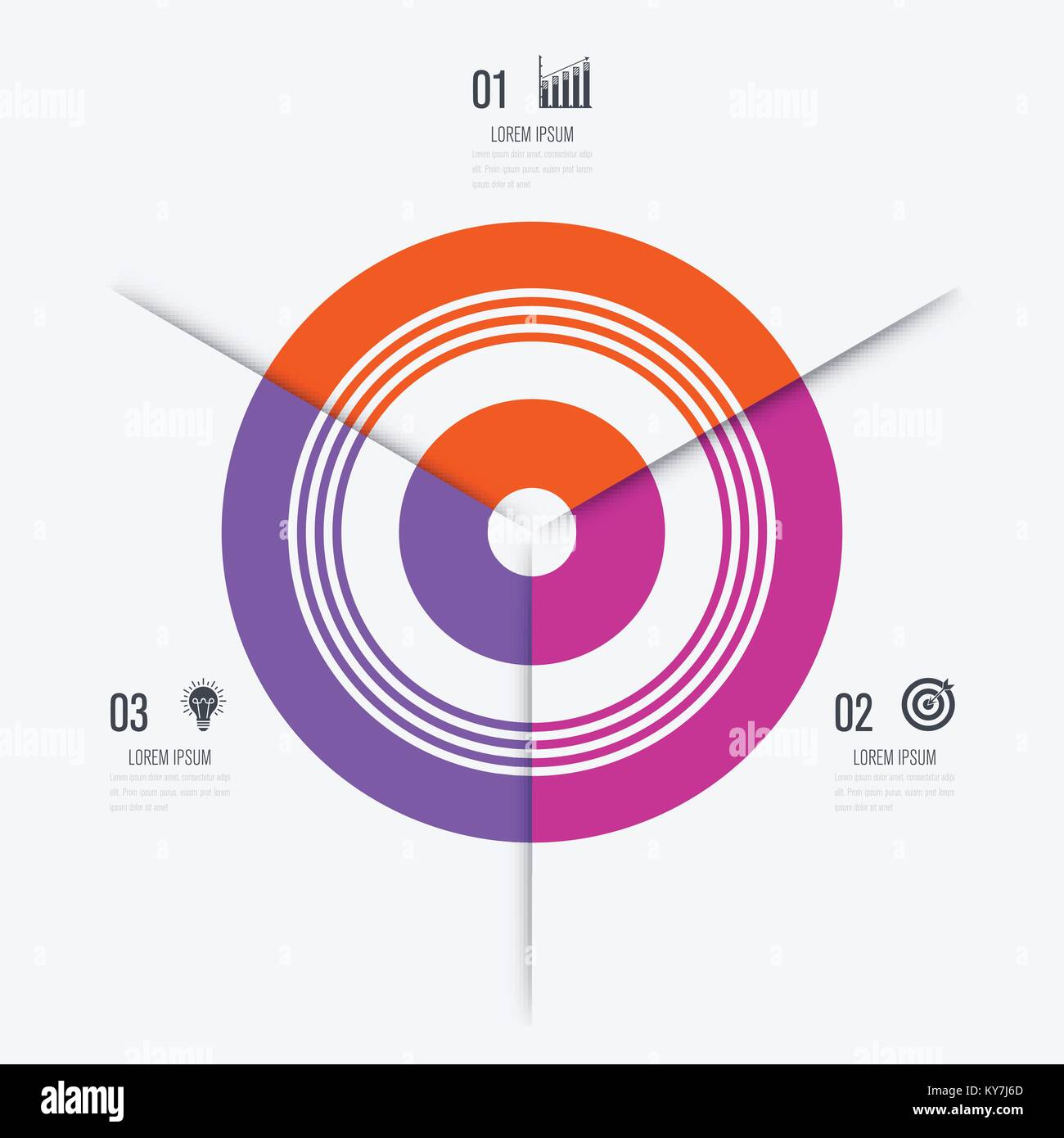 Infographics template 3 options with circle. Data and information ...