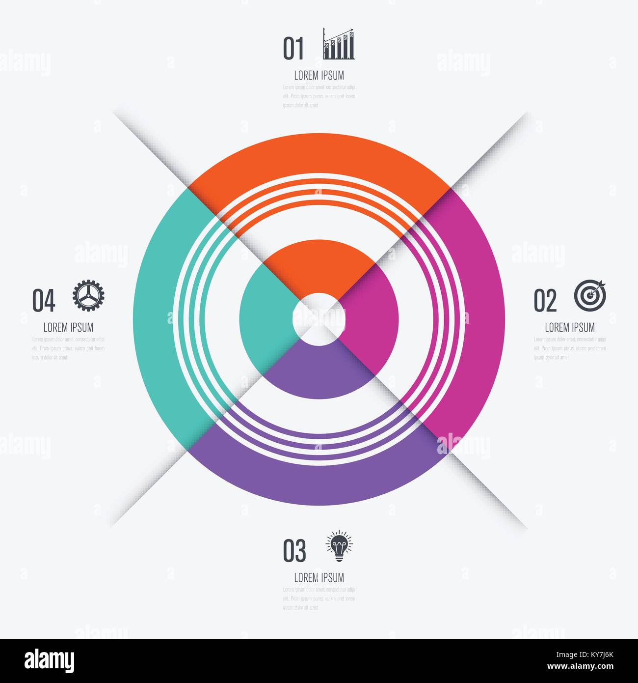 Infographics template 4 options with circle. Data and information ...
