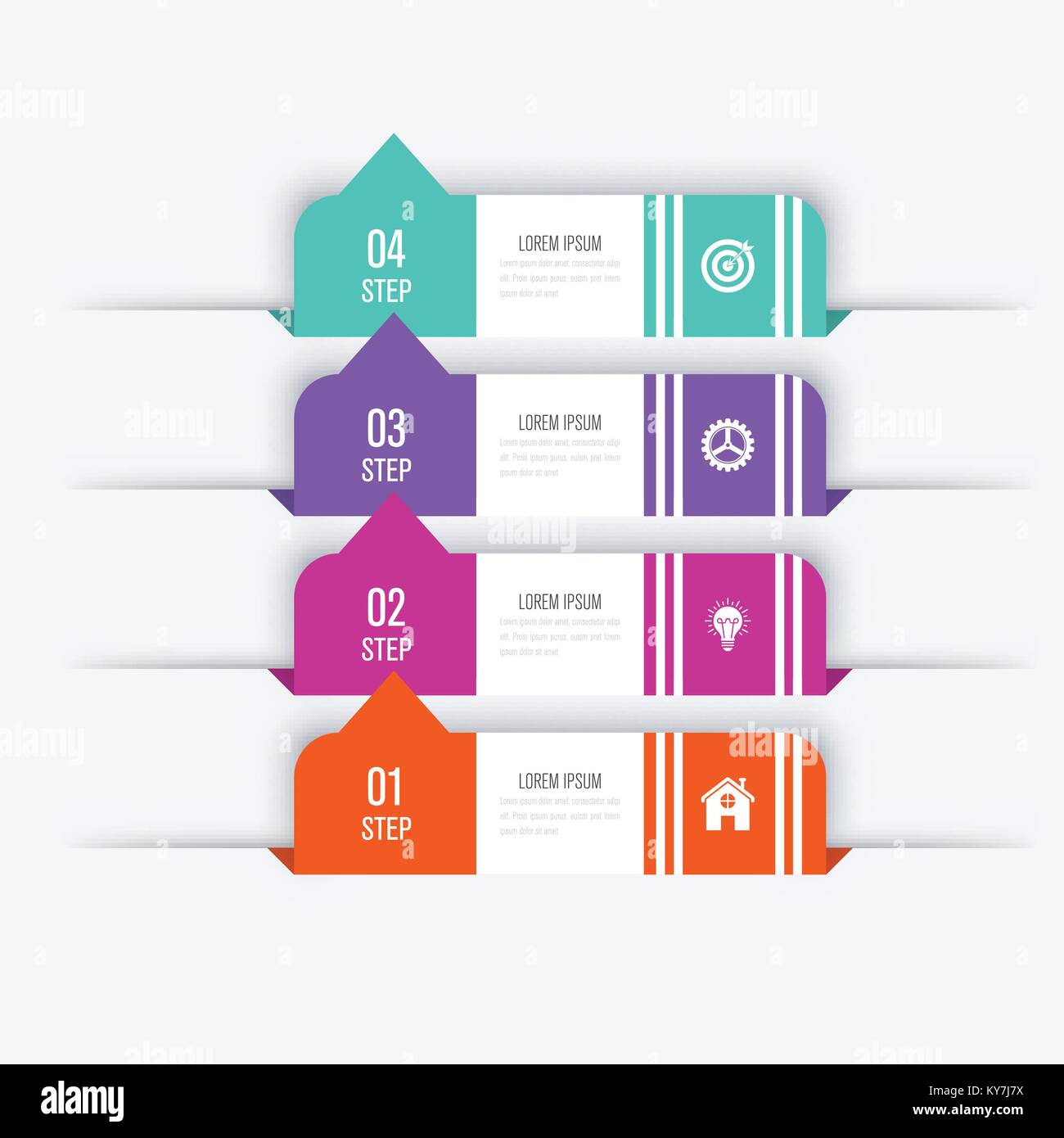 Business infographics template 4 steps square. Data and information ...