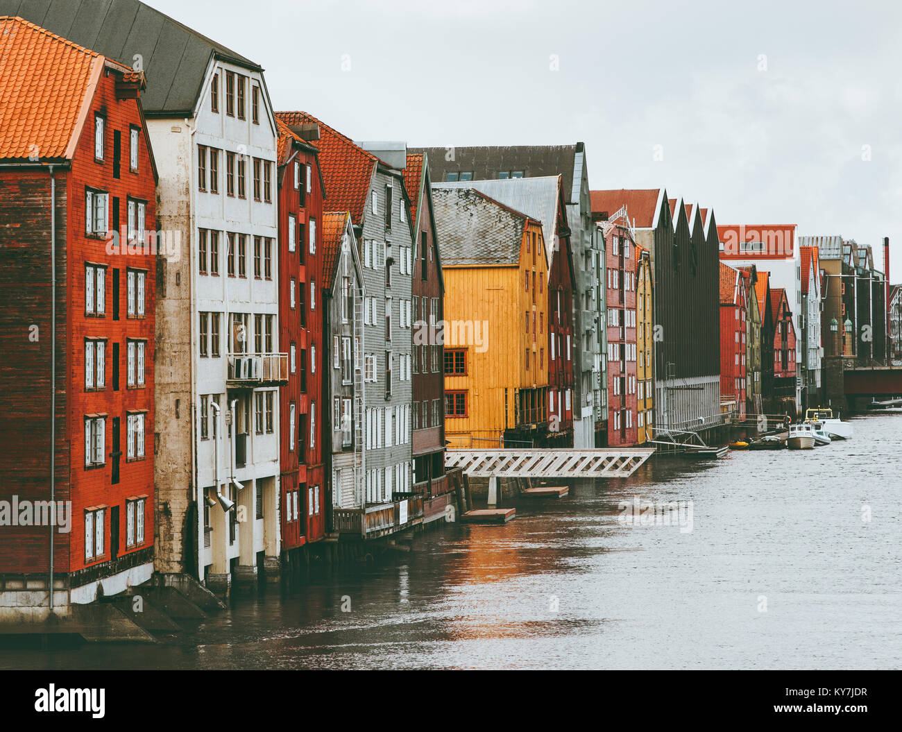Trondheim city colorful houses in Norway cityscape scandinavian ...