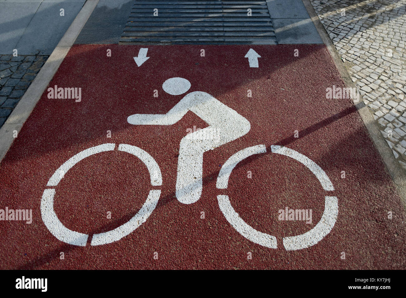 cycle lane with markings painted on the road, symbol of a bicycle Stock ...