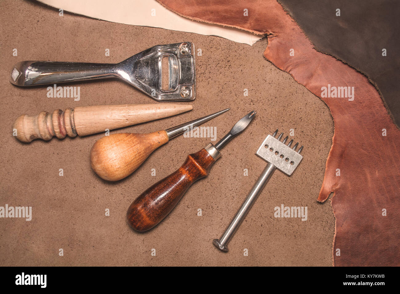 Manufacture of leather goods. Materials and tools for leather ...