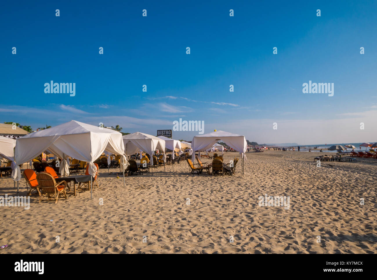 Goa, India - December, 21 2017 : Beautiful beach restaurant at the cozy ...