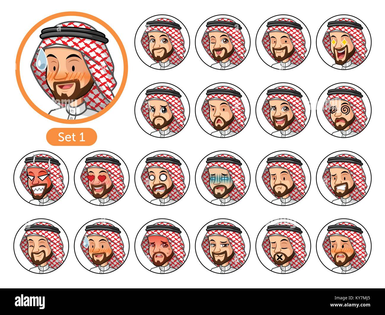 The first set of Saudi Arab man cartoon character design avatars with ...