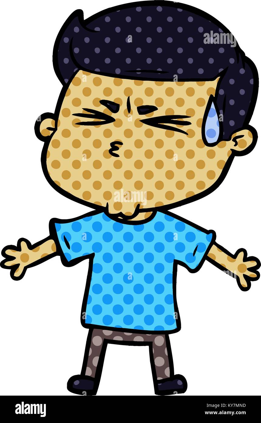 cartoon man sweating Stock Vector Image & Art - Alamy