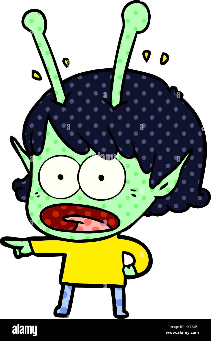 cartoon shocked alien girl Stock Vector Image & Art - Alamy