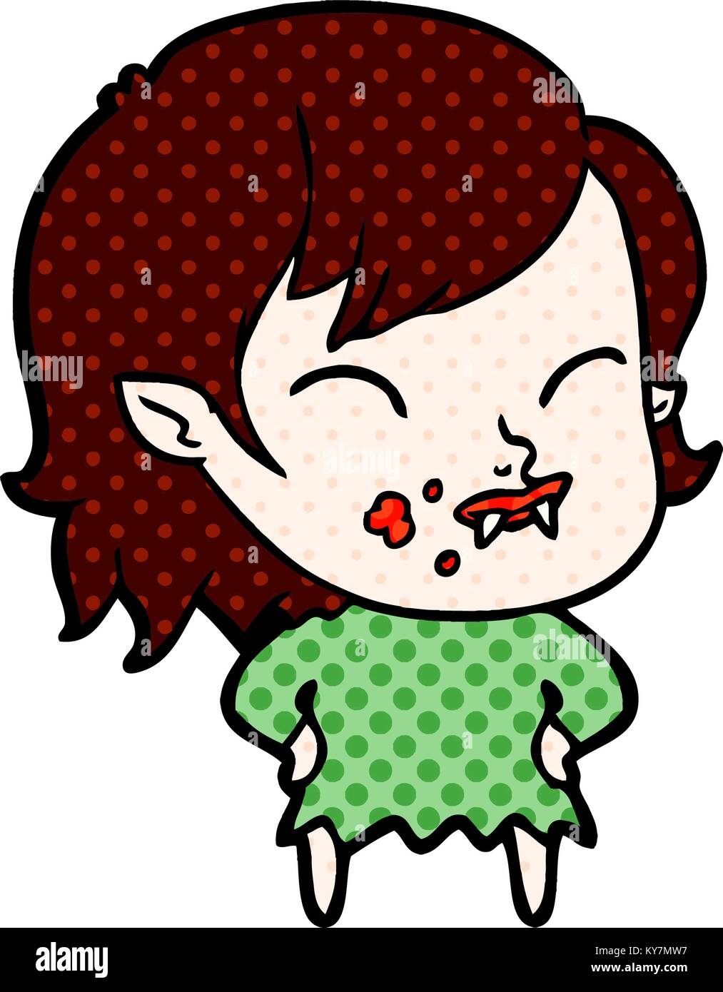 cartoon vampire girl with blood on cheek Stock Vector Image & Art - Alamy