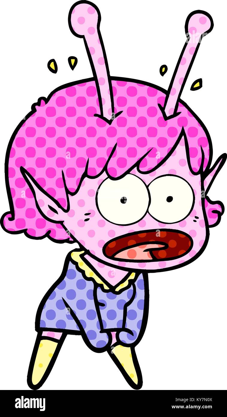 cartoon shocked alien girl Stock Vector Image & Art - Alamy