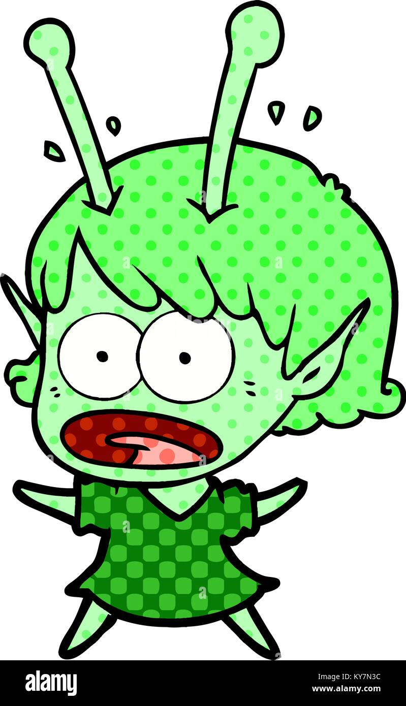 cartoon shocked alien girl Stock Vector Image & Art - Alamy