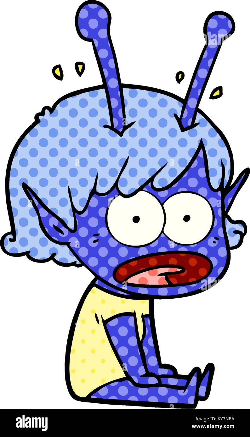 cartoon shocked alien girl Stock Vector Image & Art - Alamy