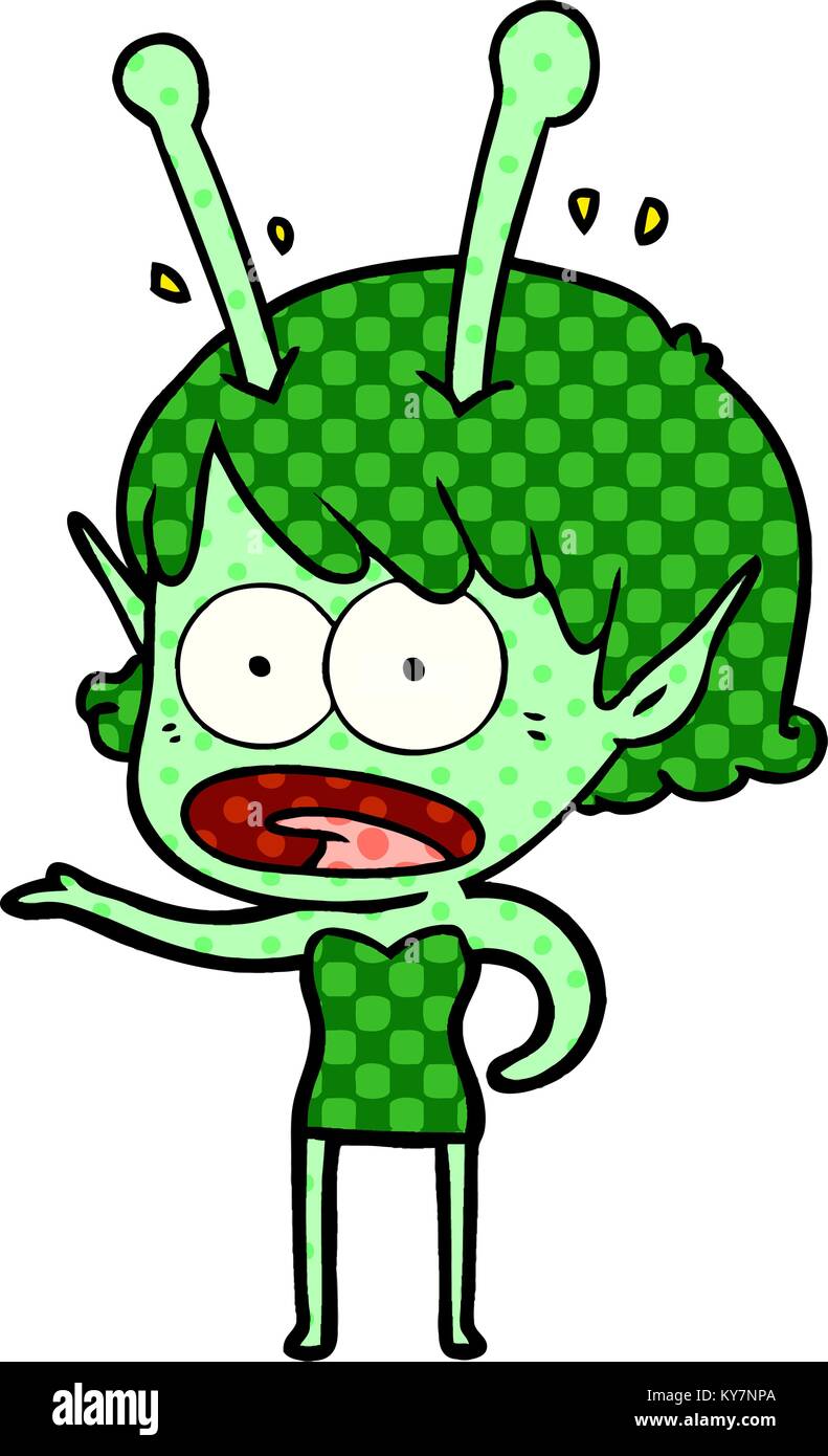 cartoon shocked alien girl Stock Vector Image & Art - Alamy