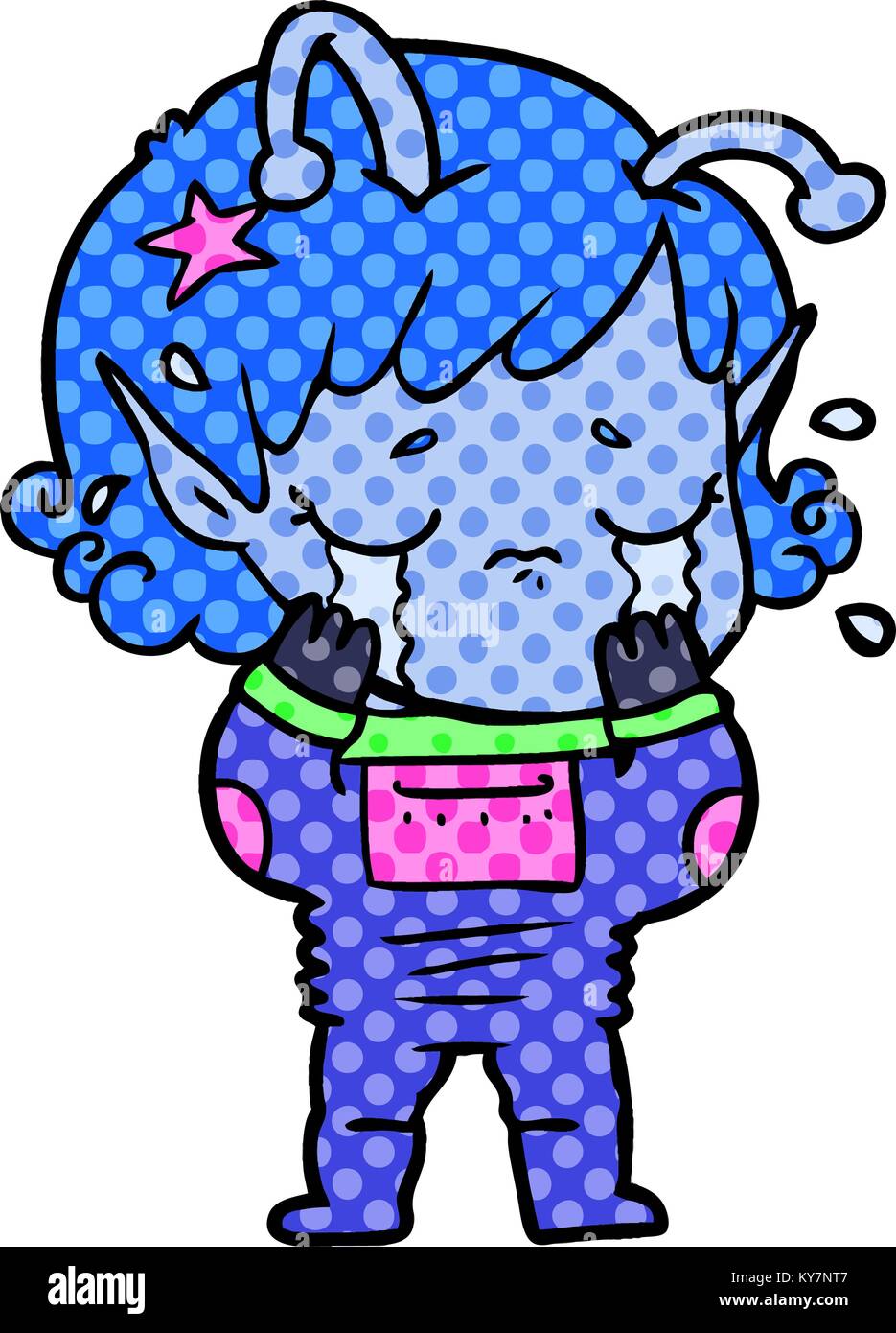 cartoon crying alien girl Stock Vector Image & Art - Alamy