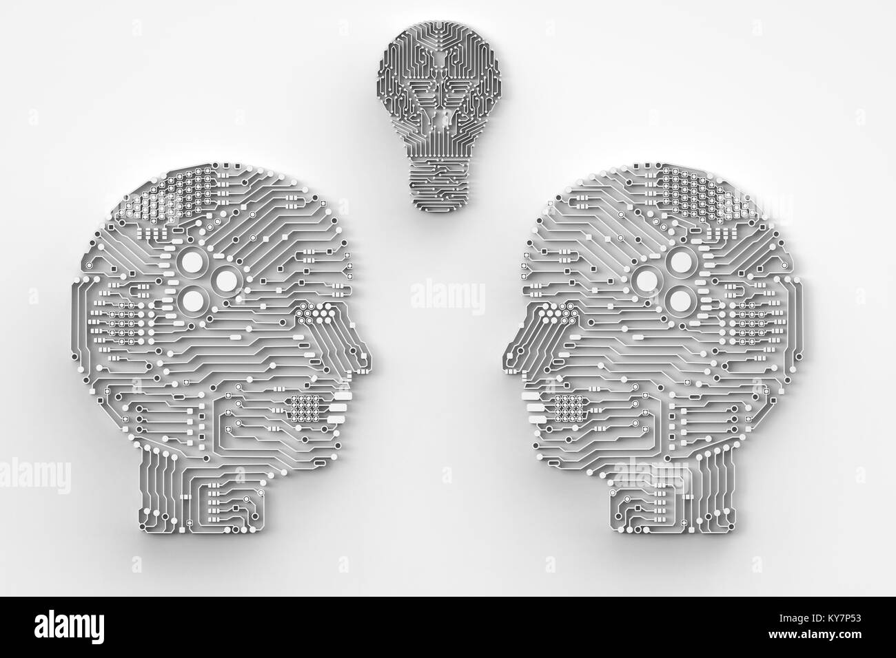 3d rendering artificial intelligence brain with light bulb Stock Photo - Alamy