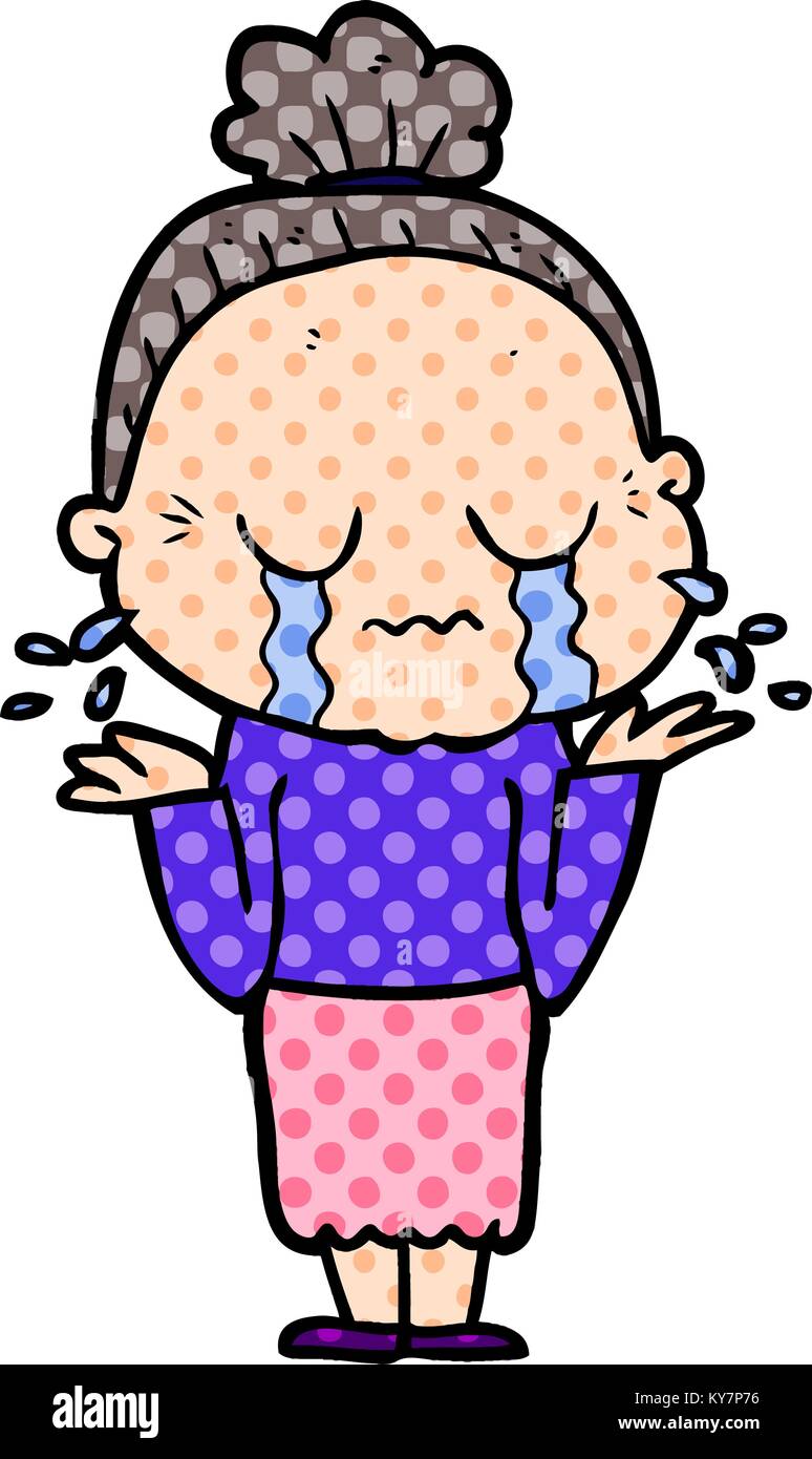 cartoon crying old lady Stock Vector Image & Art - Alamy