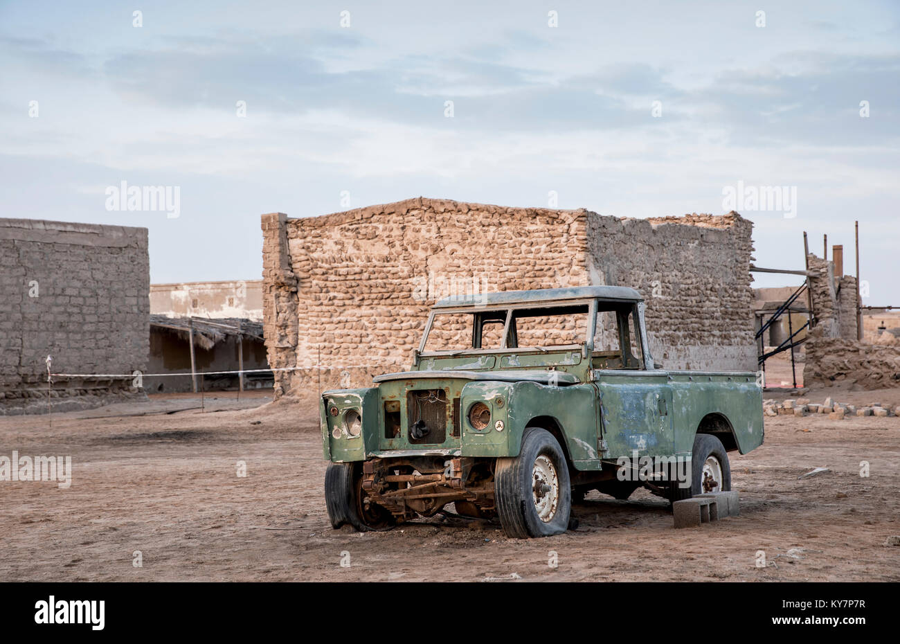 Old car in an abandoned village in Ras Al Khaimah Stock Photo - Alamy