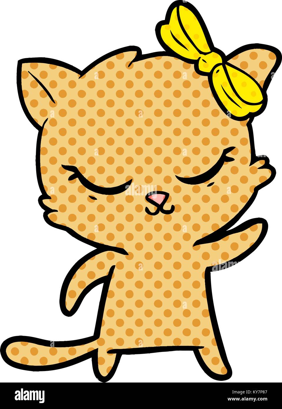 cute cartoon cat with bow Stock Vector Image & Art - Alamy