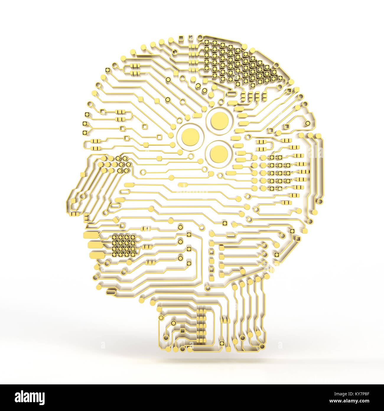 3d rendering artificial intelligence brain or circuit board in head shape side view Stock Photo ...