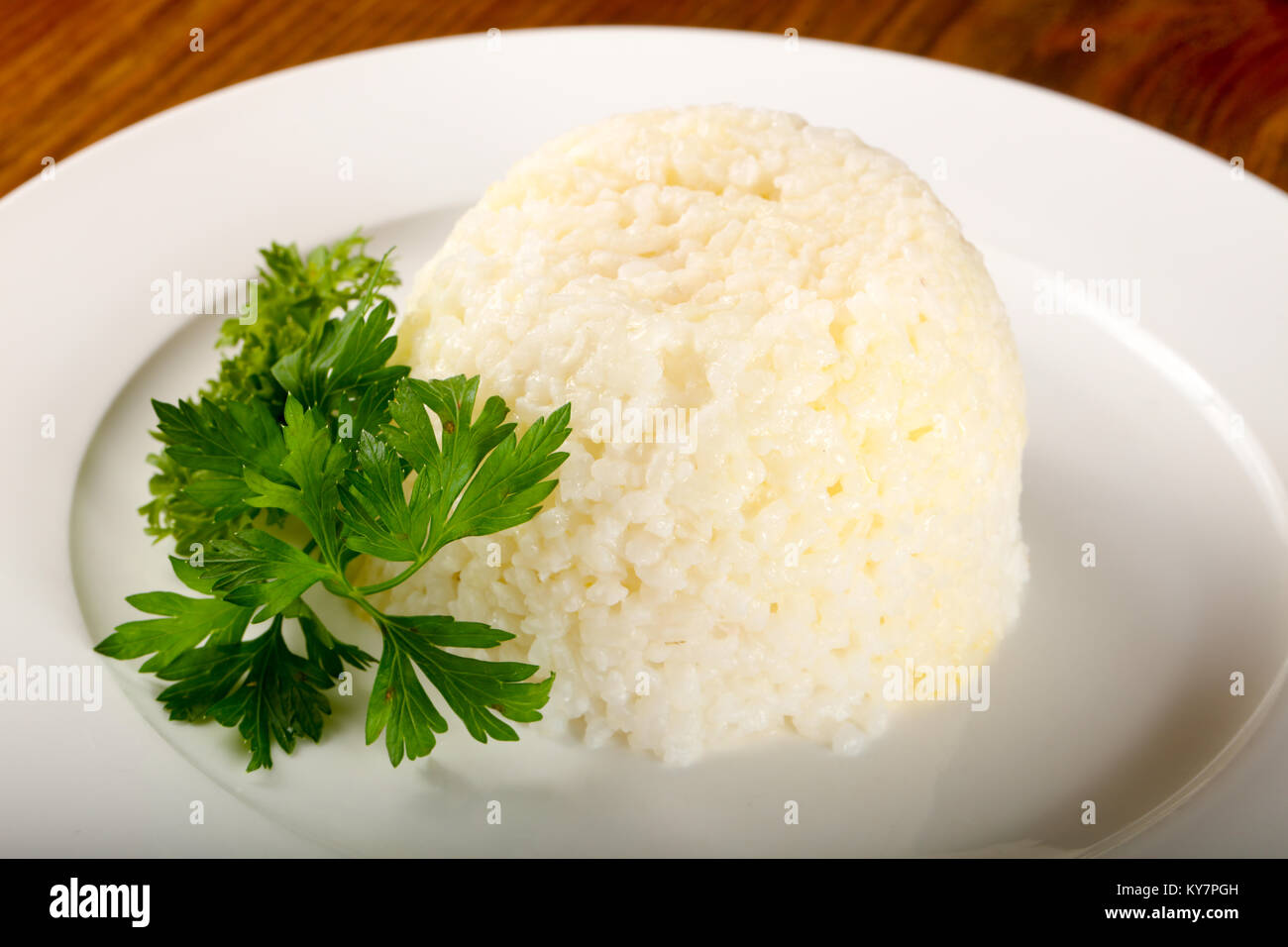 Steamed rice with parsley Stock Photo - Alamy