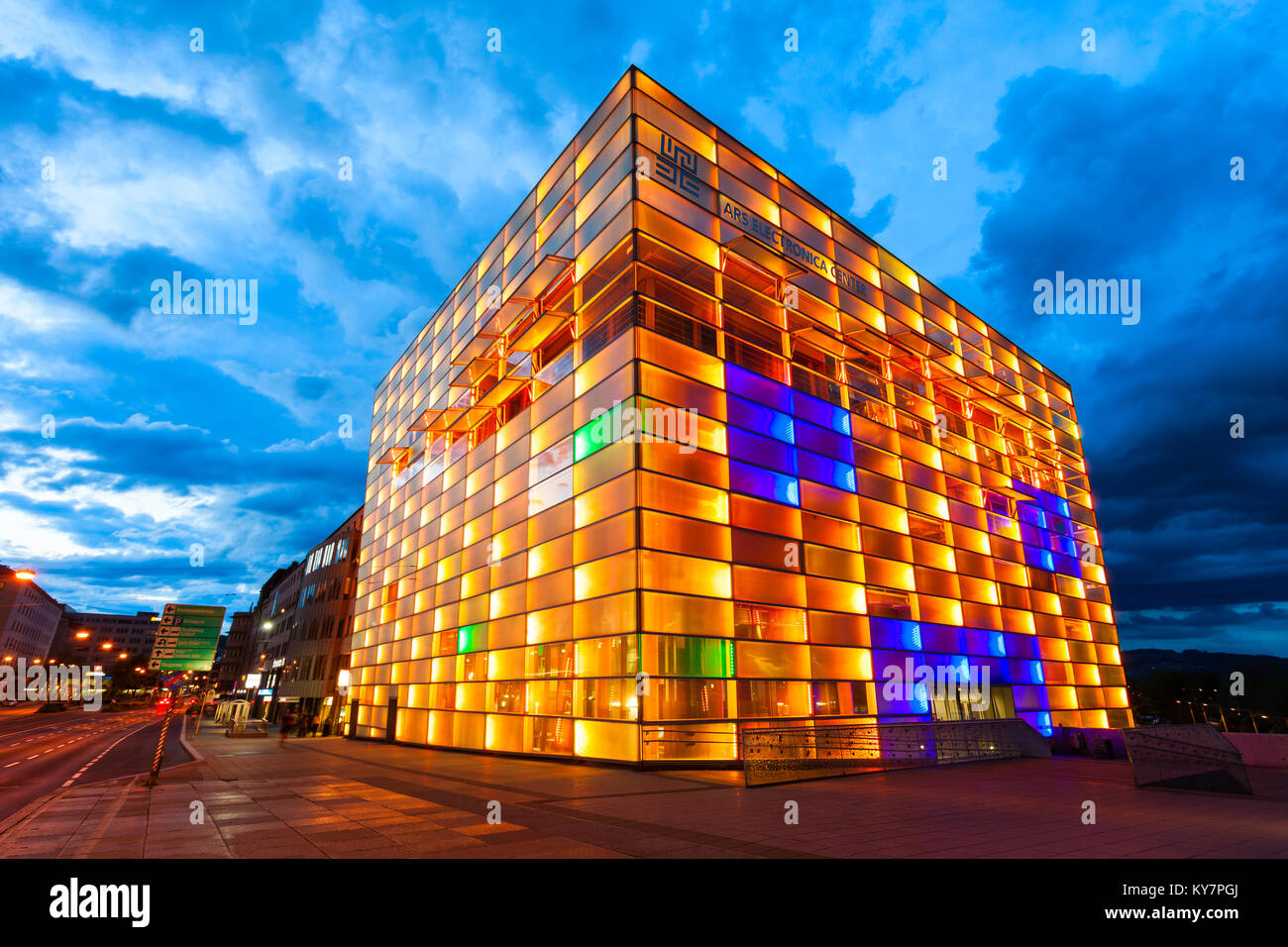 LINZ, AUSTRIA - MAY 14, 2017: The Ars Electronica Center or AEC is a ...