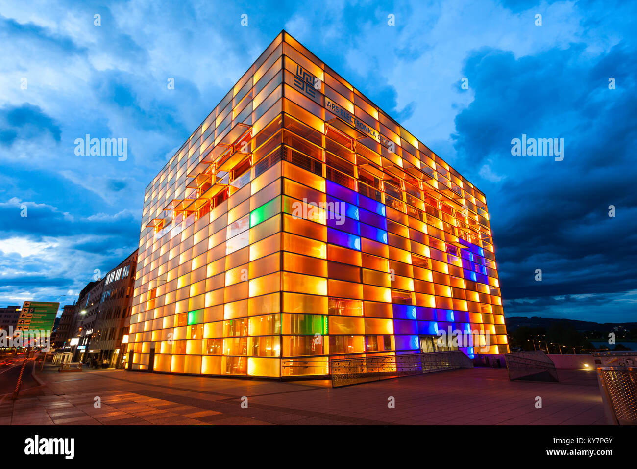 LINZ, AUSTRIA - MAY 14, 2017: The Ars Electronica Center or AEC is a ...