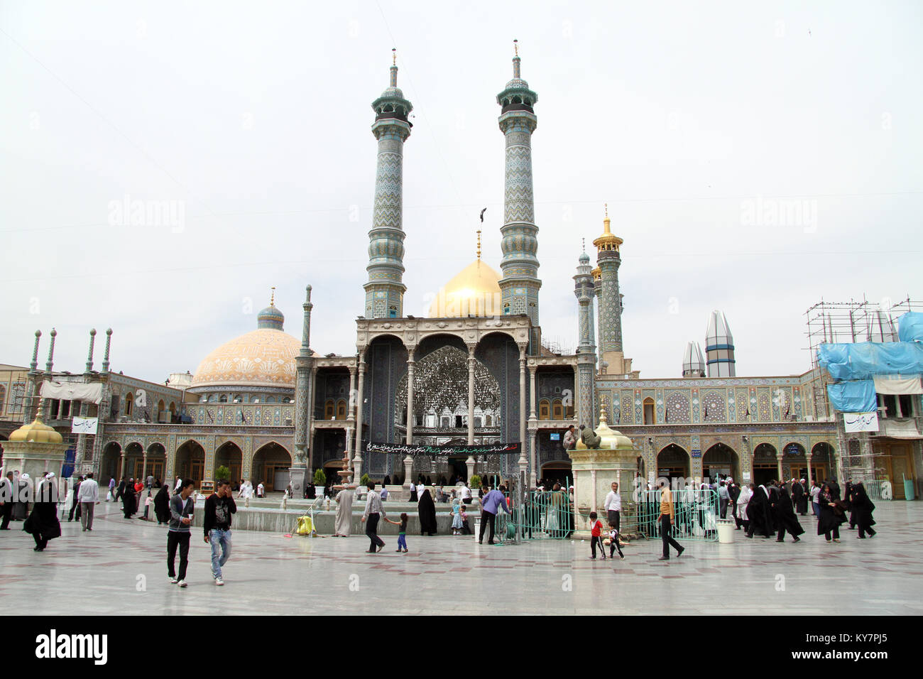 QOM, IRAN - CIRCA APRIL 2013 Square inside Fatima mosque Stock Photo ...